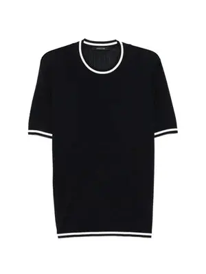 MONTECORE Fine-knit T-shirt With Contrasting Trim