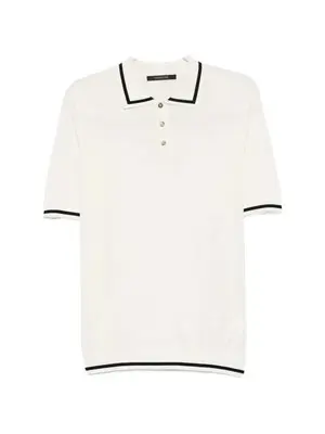 MONTECORE Knit Polo With Contrasting Trim - White