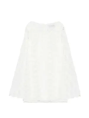 Raquel Diniz Maty V-neck Dress With Wavy Lace - White