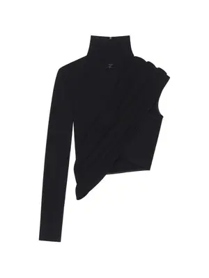 COURREGES Asymmetrical Crop Top - Black