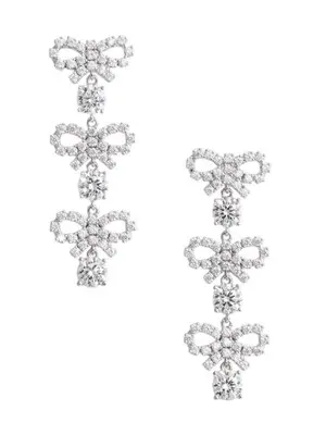 SELF-PORTRAIT Crystal Micro Bow Tiered Earrings