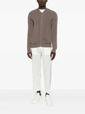 Brunello Cucinelli Ribbed Cardigan With Zip Closure
