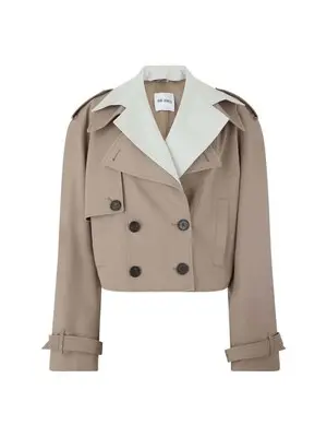 Attico Short Gabardine Trench Coat - Grey