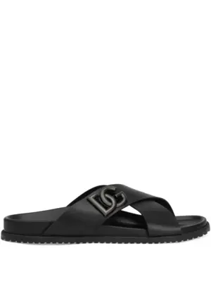 Dolce & Gabbana Dg Logo Slides Sandals - Black