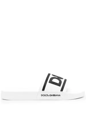 Dolce & Gabbana Rubber Slide Sandals - White