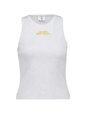 Casablanca Ribbed Tank Top With Logo Print - Grey