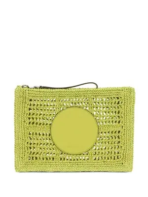 Tory Burch Ella Clutch With Logo Appliqu - Green