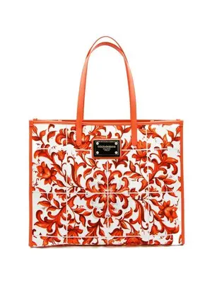 Dolce & Gabbana Majolica Print Tote Bag - Yellow & Orange