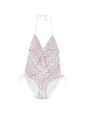 Missoni Halterneck Swimsuit With Zigzag Knit - Multi