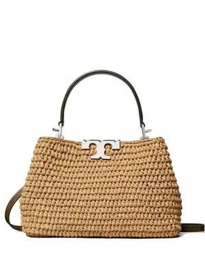 Tory Burch Eleanor Mini Straw Tote Bag - Brown