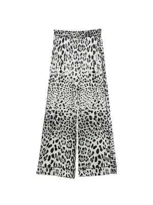 Dolce & Gabbana Leopard Print Silk Blend Palazzo Pants - Multi
