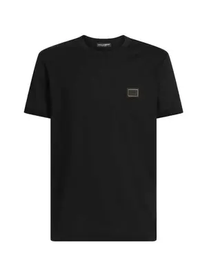 Dolce & Gabbana Cotton T-shirt With Logo Plaque - Black