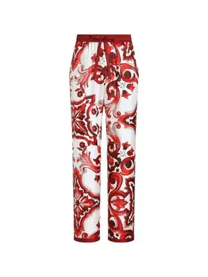 Dolce & Gabbana Majolica Print Twill Vanity Trousers - Red