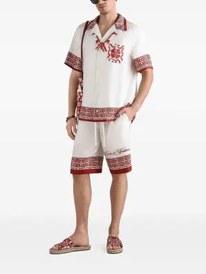 Dolce & Gabbana Jacquard Twill Bermuda Shorts With Majolica Print