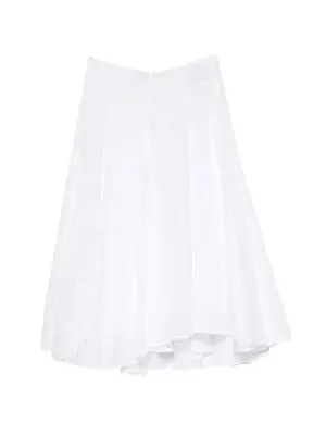 Tory Burch Broderie Anglaise Midi Skirt With Drawstring Waist - White