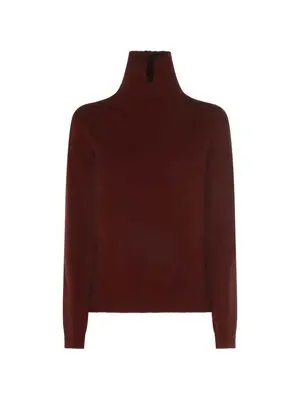 JIL SANDER Ribbed Turtleneck Sweater - Red