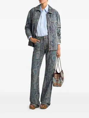 Etro Flared Jeans With Paisley Motif - Blue