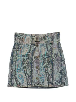 Etro Short Skirt With Buttons - Blue