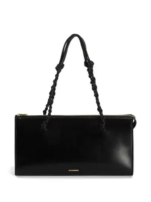 JIL SANDER Tangle Tent Leather Shoulder Bag - Black