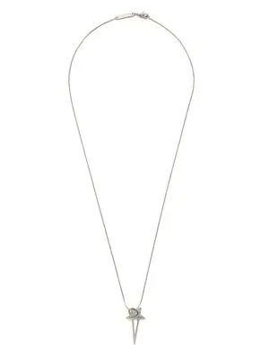 Rick Owens Pentagram Pendant In Palladium Brass - Metallic