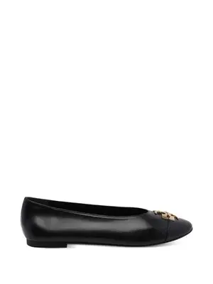 Tory Burch Charlie Ballerinas With Logo Plaque - Black