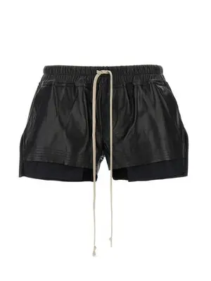 Rick Owens Waxed Lambskin Drawstring Boxer Shorts - Black