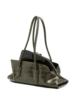 Attico La Passeggiata Small Crocodile-effect Shoulder Bag - Green