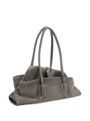 Attico La Passeggiata Small Suede Shoulder Bag - Grey