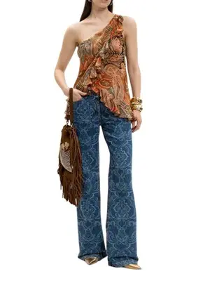 Etro One-shoulder Silk Top