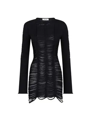Attico Viscose Mini Dress With Fringe