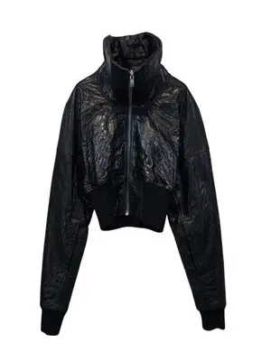 Rick Owens Padded Leather Bomber Jacket Dracuflight Cropped