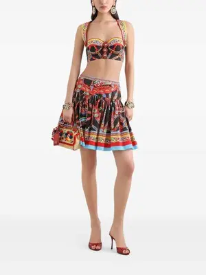 Dolce & Gabbana Poplin Miniskirt With Carretto Print - Multi
