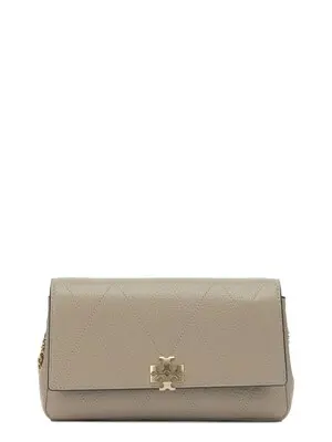 Tory Burch Charlie Wallet With Quilted Chain - Brown