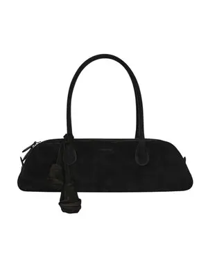 Magda Butrym Brigitte Trapeze Bag In Suede With Flower Charm - Black