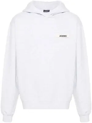 Jacquemus Grosgrain Logo-appliqué Hoodie - Grey