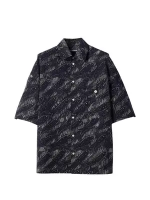 Jacquemus Rio Fish-print Short-sleeve Shirt - Black