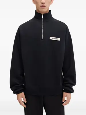 Jacquemus Half-zip Sweatshirt With Embroidered Logo - Black