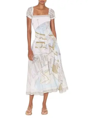 Tory Burch Smocked Printed Dress