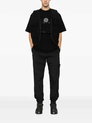 Stone Island Crinkled Sweatpants With Logo Patch