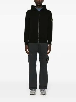 Stone Island Zip-up Hoodie With Brand Logo Patch