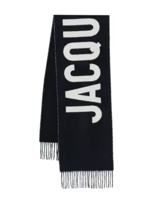 Jacquemus Scarf With Embroidered Logo - Blue