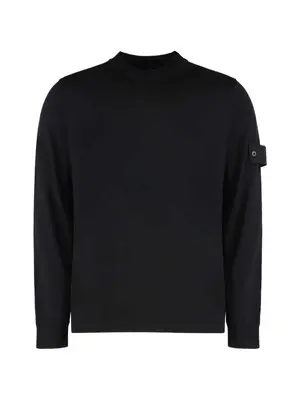 Stone Island Virgin Wool Sweater With Logo Patch
