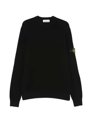 Stone Island Ribbed-trim Sweater With Logo Patch