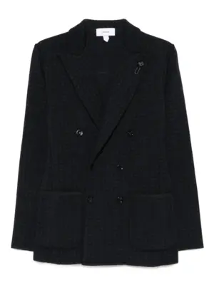LARDINI Double-breasted Jacket With Houndstooth Pattern - Blue
