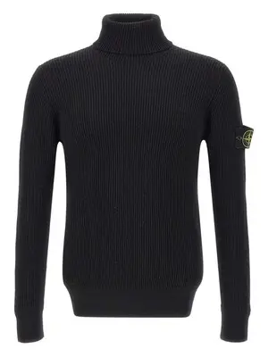 Stone Island Ribbed High-neck Sweater Black
