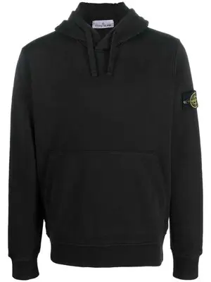Stone Island Logo-patch Hoodie - Black
