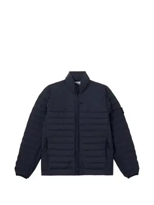 Stone Island Quilted Jacket With Logo Patch - Blue