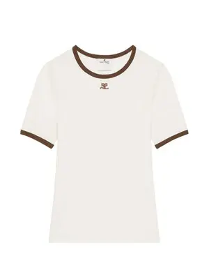 COURREGES T-shirt With Contrasting Trim - White