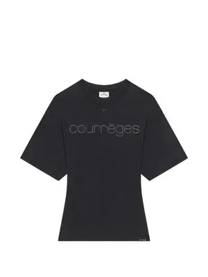 COURREGES Printed Logo T-shirt - Black