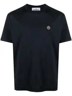 Stone Island T-shirt With Logo Appliqu - Blue